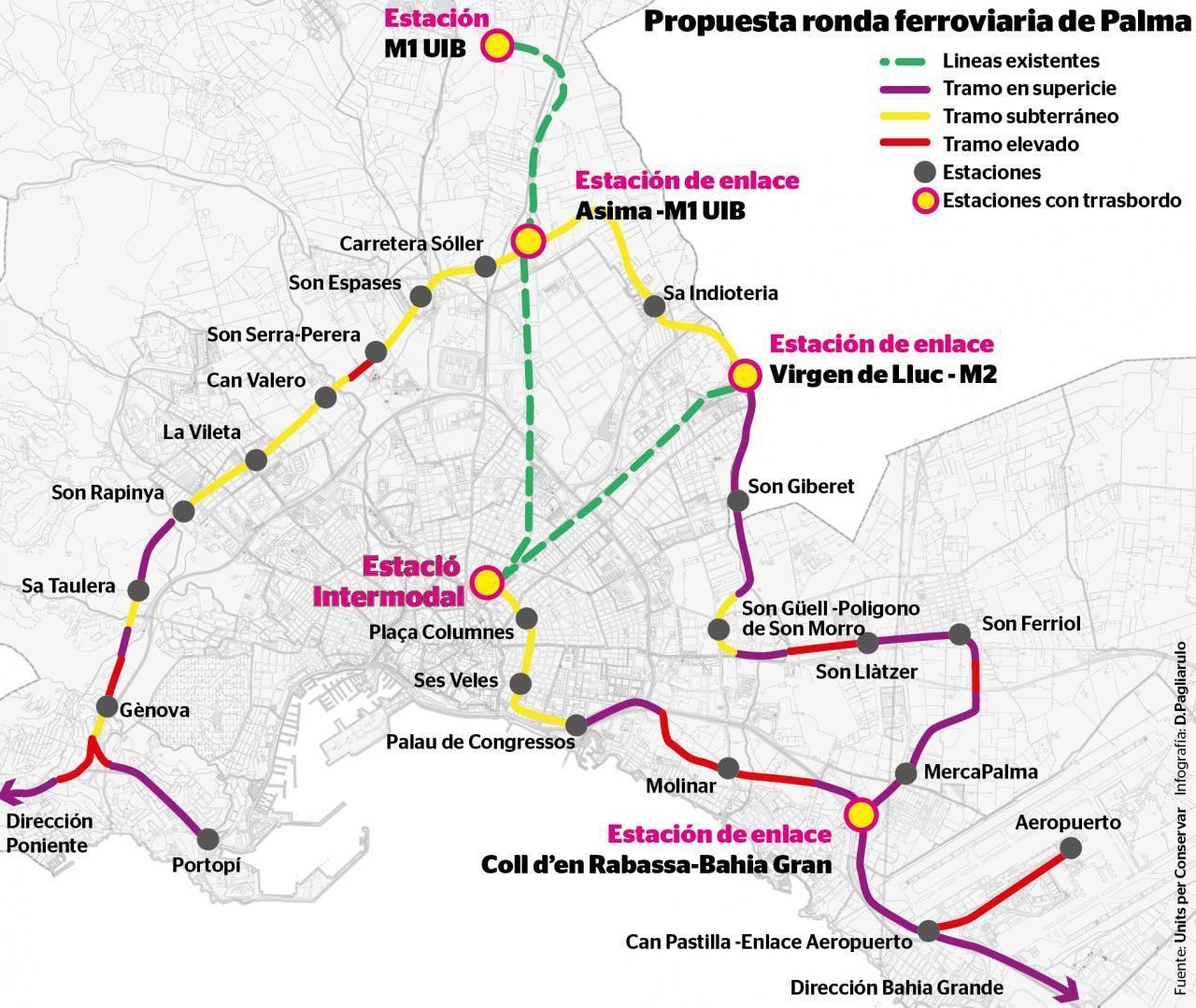 Vorschlag für neuen Bahnring um Palma de Mallorca